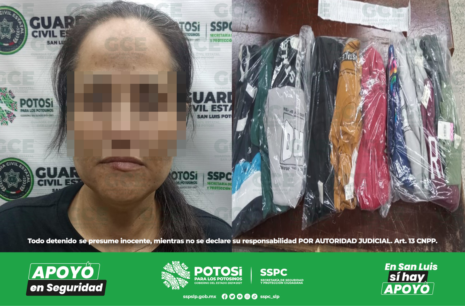 Mujer es detenida por guardia civil estatal tras presunto robo de mercancía con un valor de 10 ...